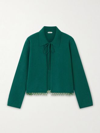 Bode Cardigan En Laine Et Cachemire Mélangés À Ornements - Vert