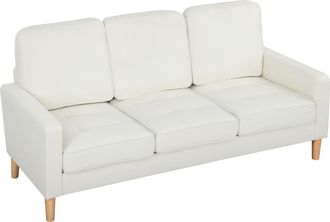 HOMCOM 3-Sitzer Sofa, Couch mit Armlehnen, Getufteter Rückenlehne, Loungesofa mit Samtoptik, Holzbeine, Gepolstert Polstersofa für Wohnzimmer, Schlafzimmer 1