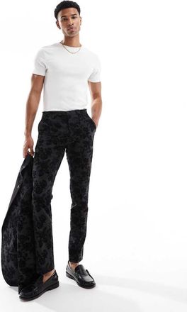 Twisted Tailor Fleet - Pantalon de costume densemble à motif fleuri - Noir/anthracite-Bleu marine