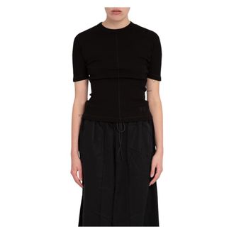 Yohji Yamamoto Figurbetontes Kurzarm-T-Shirt - - Tops - Damen - Schwarzk - S