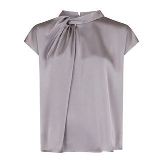 Neo Noir Femme, Blouses et Chemises, Gris, Taille: 36 FR Chemisier &eacute;l&eacute;gant en satin gris drap&eacute;