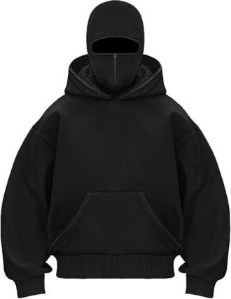 OLIPHEE Sweat à Capuche Homme Sweat Zippé Homme Veste Double Capuche Sweat Demi-Zip Poche Kangourou Veste Zippée Homme Veste Homme Hiver Cagoule Homme Hiver S
