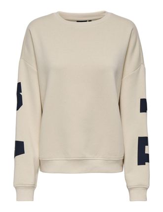 Only Damen Sweatshirt ONLSweat Life Back Sleeve Print Pullover Loose Fit 15356793 Birch Night Sky Florida XL