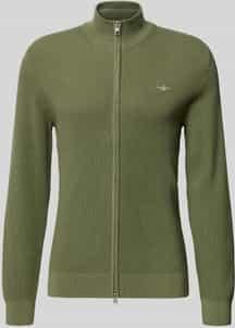 GANT Cardigan mit Zweiwege-Rei&szlig;verschluss und Label-Stitching