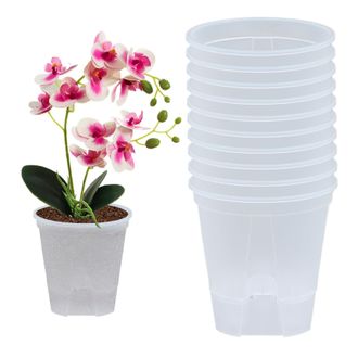 Generic Selbstbewässerungstopf 10pcs atmungsaktivem Orchid Topf Selbstbewässerung Pflanzer mit Entwässerungsloch 5,5 Zoll nachfüllbare Selbstbewässerung Blume