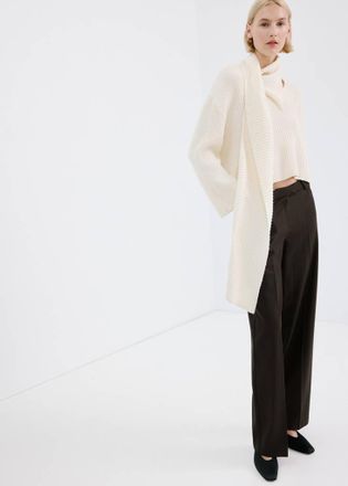 Mango Wide-Leg-Hose mit mittlerer Bundh&ouml;he und Bundfalten braun - Damen - 32 - MANGO