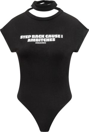 Dsquared2 Femme, Tops, Noir, Taille: 36 FR Body Imprim&eacute; avec Cravate au Cou