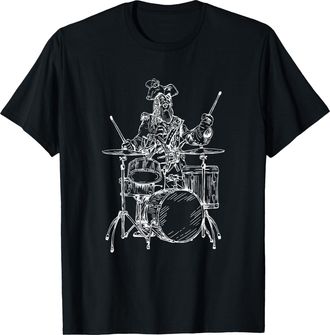 Seembo Pirat spielt Schlagzeug Lustiger Strand Schlagzeuger Rockmusiker T-Shirt