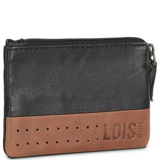 Lois Geldbeutel & Schl&uuml;sseltasche Klein - Schl&uuml;sseletui Schl&uuml;sseltasche - Schl&uuml;sseletui Leder - Autoschl&uuml;ssel Tasche - Schl&uuml;ssel Etui, Black-Tan
