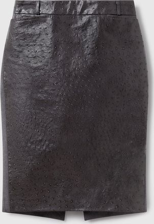 Stella McCartney Ostrich Texture Midi Skirt, Woman, Slate, Size: 38