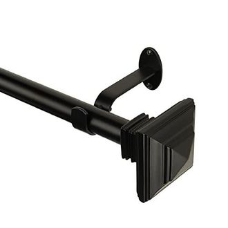 Elrene Florence 1 Window Drapery Single Curtain Rod with Stacked Square Finial, 48-86, Bronze