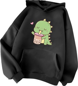 Minetom Damen Kapuzenpullover Langarm Hoodie Kawaii Dinosaurier Hoodies Pulli Teenager M&auml;dchen Mode Casual Sweatshirt Herbst Winter Warme Oberteile mit Kapuze