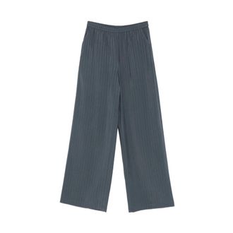 Emporio Armani Femme, Pantalons, Gris, Taille: 42 FR Pantalon Large Ray&eacute; &agrave; Taille &Eacute;lastiqu&eacute;e