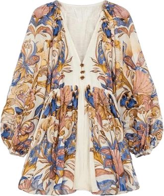 Farm Rio Farm Rio, Femme, Robes, Multicolore, Taille: 36 FR Sea Garden Mini Bubble Dress
