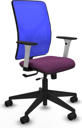 Piqueras y Crespo B&uuml;rostuhl mit wei&szlig;en und schwarzen Armlehnen, ausgestattet mit Syncro/Traslack und Schneideschaum, mit Rollen von 65 mm, Nylon, Blau/Violett