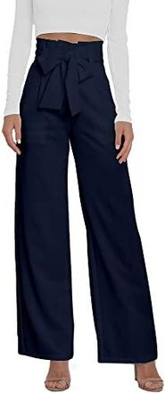 Feoya Pantalon Baggy Femme Casual Décontracté Pants Large Jambe Ample Droit Longue L