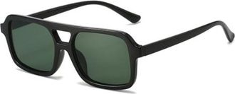 Generic Lunettes de soleil tendance léopard rétro pour femme Double ponts Lunettes de soleil féminines Big Frame Ocean Gradient Eyewear, noir/vert, Taille uni