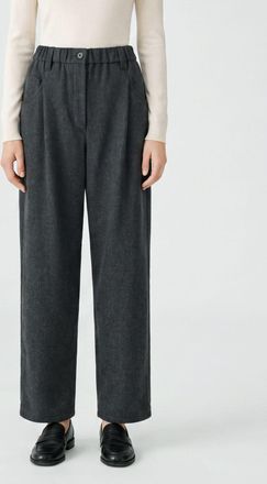 Brunello Cucinelli Pantalon droit taille haute en laine m&eacute;lang&eacute;e avec passants