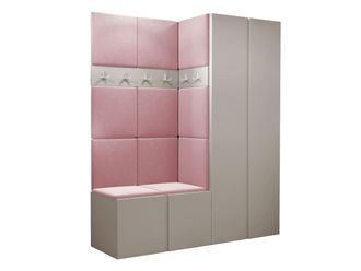 Mirjan24 Garderoben-Set Monati III, 2X Schuhschrank + Kleiderhakenbrett + Kleiderschrank Gepolstertes Paneel/Wandpaneel Kleiderhaken Flurgarderobe Wandgarderob