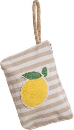 Divina Divina Italian Design Pochette Calypso en mousse, rayures marines avec citron brod&eacute;, 28 x 23 x 18 cm - BAG 165, beige