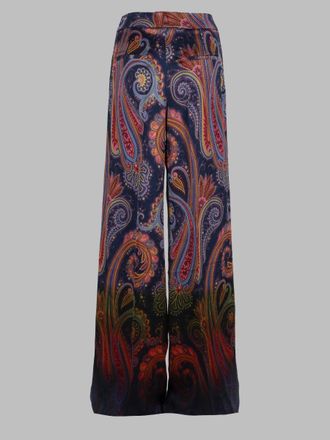 Etro Paisley Print Envers Satin Trousers - Navy