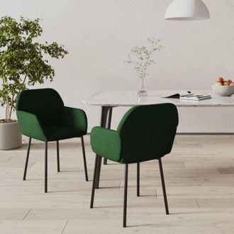 vidaXL Vidaxl - Chaises à manger lot de 2 Vert foncé Velours