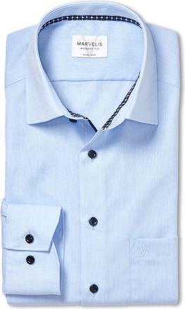 Marvelis Herren Businesshemd Langarm Non-Iron Modern Fit,Chambray,New Kent,bleu 11,48
