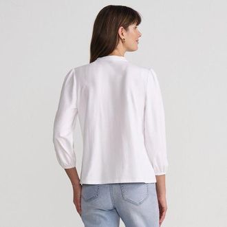 Lands End Baumwolle/Modal-Biesenshirt mit 3/4-&Auml;rmeln, Damen, Gr&ouml;&szlig;e:32-34 regular, Wei&szlig;, Elasthan/Baumwoll-Mischung/Synthetic-blend, by Lands End