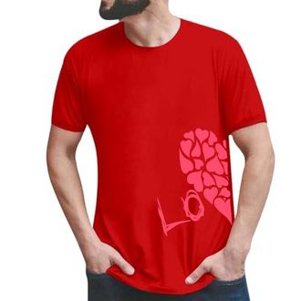 Generic T-shirt &agrave; manches courtes imprim&eacute; Saint-Valentin 2026 pour hommes et femmes, haut &eacute;l&eacute;gant pour jeunes, Rouge, 3XL