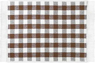 WohnDirect Tapis de Cuisine &agrave; Carreaux 50 x 75 cm Marron - Lavable en Machine - 100% Coton avec Franges Ludiques pour la Cuisine, lEntree, Le Salon