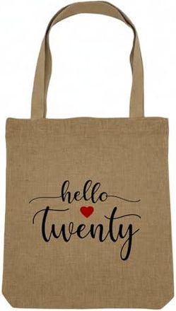 Fabulous Sac Shopping Tote Bag Aspect Lin - Hello Twenty Anniversaire 20 Ans Fils Fille - Sac de Courses Toile Epaisse 360g Beige Naturel Cabas Port&eacute; Epaule So