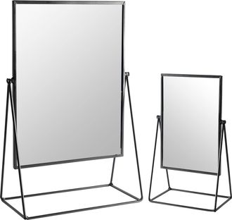 Harbour Housewares 2 St&uuml;ck Quadratischer Schminktisch Spiegel Set - 2 Gr&ouml;&szlig;en - Schwarz