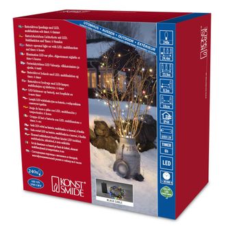 Konstsmide LED Lichterkette, mit an/aus Schalter und 6h Timer, mit 8 Funktionen und Memoryfunktion, 240 bunten Dioden, batteriebetrieben, Au&szlig;en (IP44), schwarzes