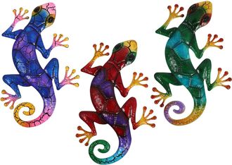 Yarnow 3 Stücke Metall Gecko Gartenfigur Wanddeko Skulptur Echsen Figur Statue Cham?Leon Gartendeko Reptilien Tier Wandobjekt Tischdeko für Zuhause Zaun Terr