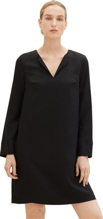 Tom Tailor Damen Tencel Kleid mit V-Ausschnitt, deep black, 36