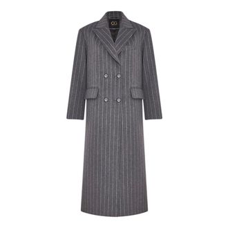 Cesare Gaspari Manteau long en laine m&eacute;lang&eacute;e &agrave; rayures diplomatiques - Femme - Manteaux - Gris - Taille: 44 FR