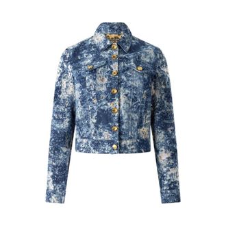 Roberto Cavalli Femme, Vestes, Bleu, Taille: 34 FR Veste en jean d&eacute;color&eacute;e