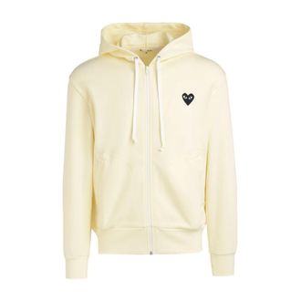 Comme Des Gar&ccedil;ons Ivory Hoodie mit schwarzem Herz - - Sweatshirts & Hoodies - Herren - Gelb - XL