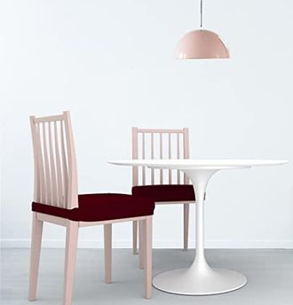 Italian Bed Linen 1 Paar Stuhlhussen ohne Rückenlehne, bi-elastisch, dehnbar, maschinenwaschbar, Sitzbezug für Bürostühle und Esszimmerstühle - Bordeaux