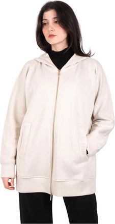 Max Mara Femme, Sweatshirts et sweats &agrave; capuche, Beige, Taille: 40 FR Verbano Zip-through Sweat &agrave; capuche