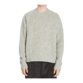 Ami Pullover mit Rundhalsausschnitt und Logo-Detail - - Knitwear - Herren - Grau - L
