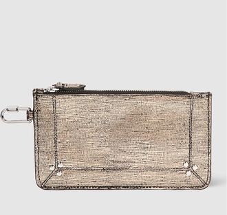 Jerome Dreyfuss Pochette Popoche S Cuir Lam&eacute; Champagne