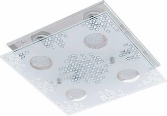Eglo Eglo - Plafonnier chrome inox verre plafonnier carr&eacute;, 4x GU10 led 4x 200 lumens blanc chaud, 29x29x8.5cm, salon salle &agrave; manger 75234