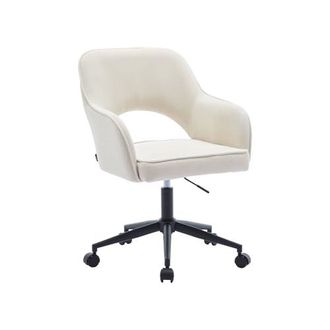 Sweeek Chaise de Bureau &agrave; roulettes Velours c&ocirc;tel&eacute; Blanc cass&eacute;. L 60 x P 62 x H 89 / 99cm