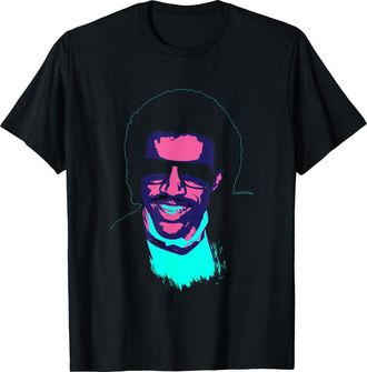 TV Times Pop Sänger Lionel Richie 1985 Pop Art stilisiertes T-Shirt in Schwarz, Größe S, Klassische Passform, Halbarm, Unisex, Musikfans, alle Altersgruppen