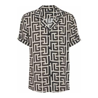 Balmain Pyjamahemd mit Monogramm-Print - - Shirts - Herren - Schwarzk - XS