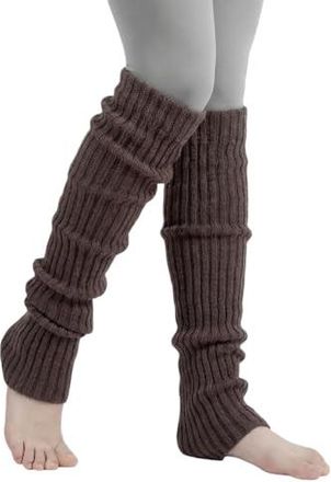 Generic Y2K Harajuku Jambi&egrave;res longues et souples en tricot c&ocirc;tel&eacute; uni pour femme, marron, taille unique