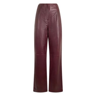 Alberta Ferretti Pantalon en cuir - Femme - Pantalons - Brun - Taille: 44 FR