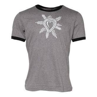 Dolce & Gabbana Homme, Tops, Gris, Taille: M T-shirt grise Sacred Heart &agrave; col rond