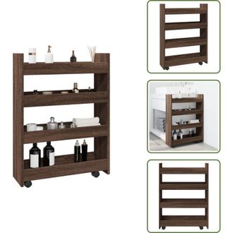 vidaXL The Living Store - vidaXL Aufbewahrungswagen Schmal 4 Etagen Eichen-Optik Holzwerkstoff